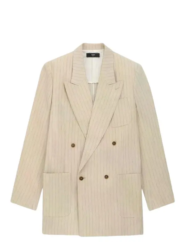 Amiri Striped Double-breasted Blazer - Neutrals