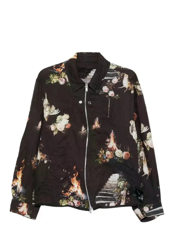 Undercover Floral-print Bomber Jacket - Brown