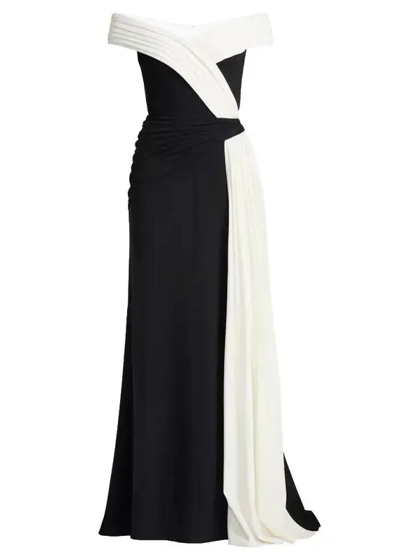 Tadashi Shoji Draped Slit Maxi Dress - Black