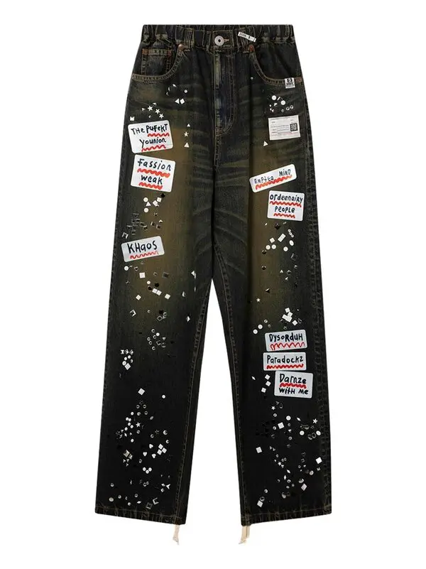 Mihara Yasuhiro Yasuhiiro Denim Jeans With Sticker Detailing - Blue
