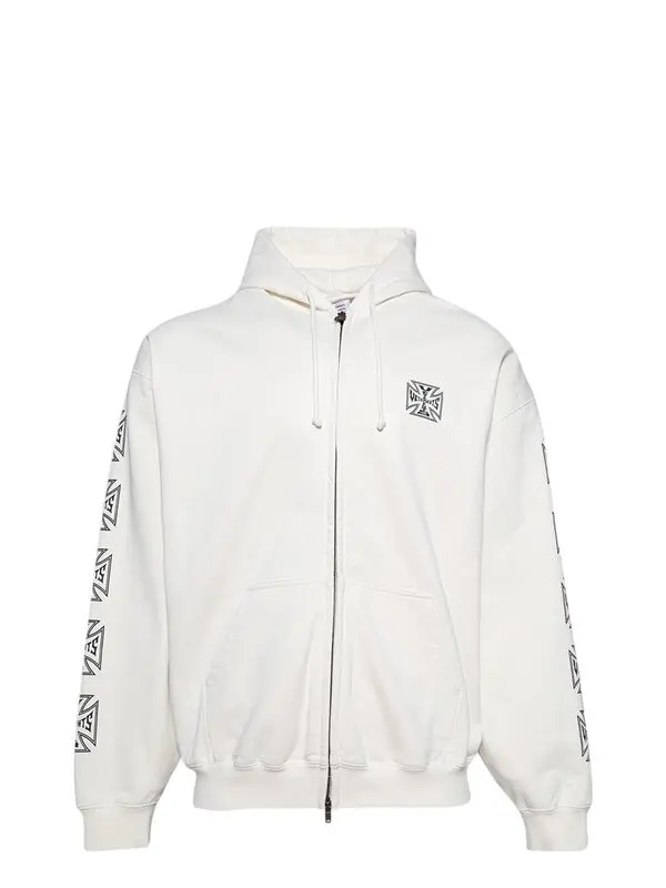 Vetements Biker Cross Sleeves Zip-up Hoodie - Ivory
