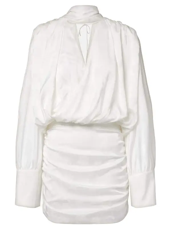 ROTATE BY BIRGER CHRISTENSEN Bridal Scarf-detail Satin Mini Dress - White