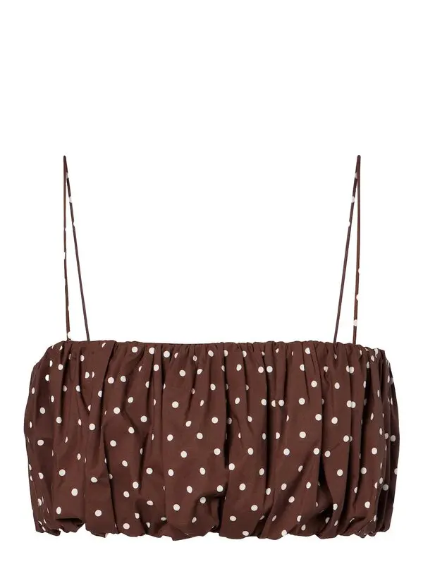 ROTATE BY BIRGER CHRISTENSEN Polka-dot Cotton-blend Crop Top - Brown