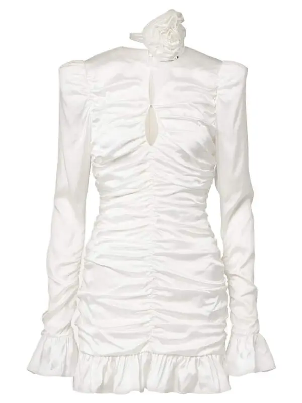 ROTATE BY BIRGER CHRISTENSEN Bridal Ruched Satin Mini Dress - White