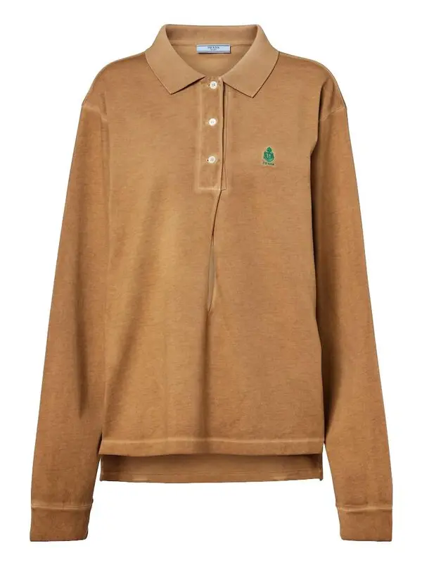 Prada Oversized Cotton Piqué Polo Shirt - Brown