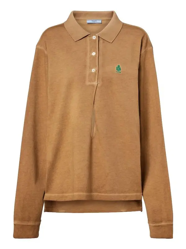 Prada Oversized Cotton Piqué Polo Shirt - Brown
