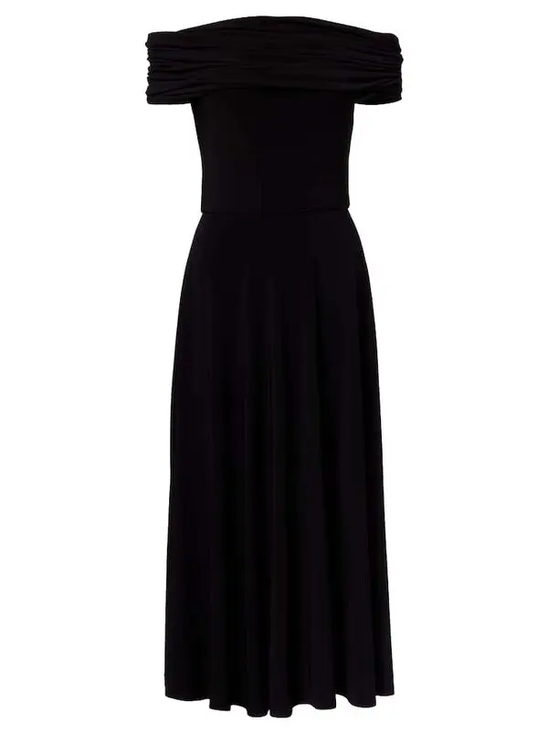 Norma Kamali Draped Off-shoulder Midi Dress - Black