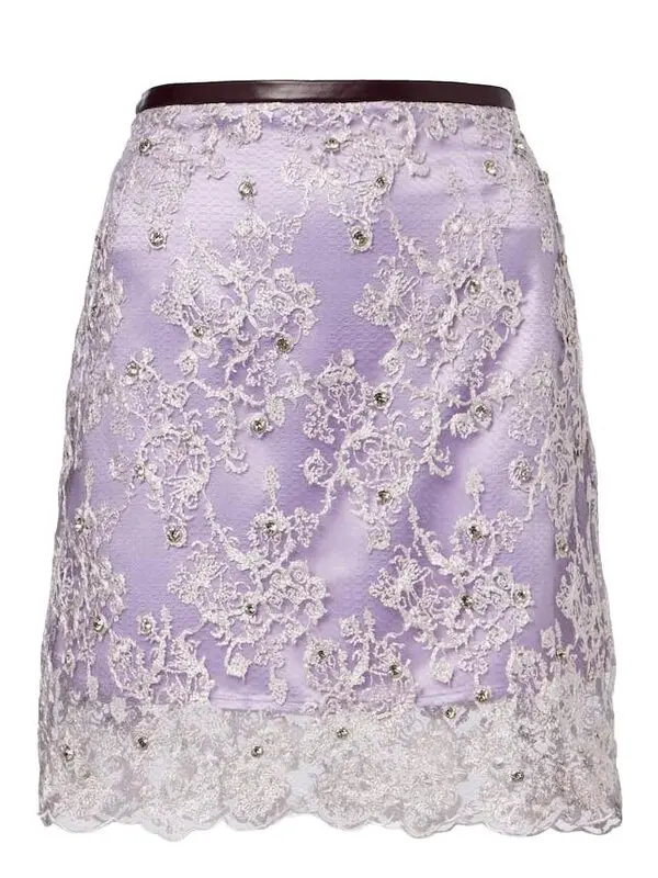 JACQUES WEI Embellished Lace Miniskirt - Purple