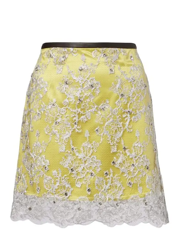 JACQUES WEI Embellished Lace Miniskirt - Yellow