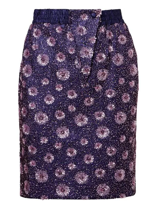 JACQUES WEI Floral Sequined Pencil Skirt - Purple