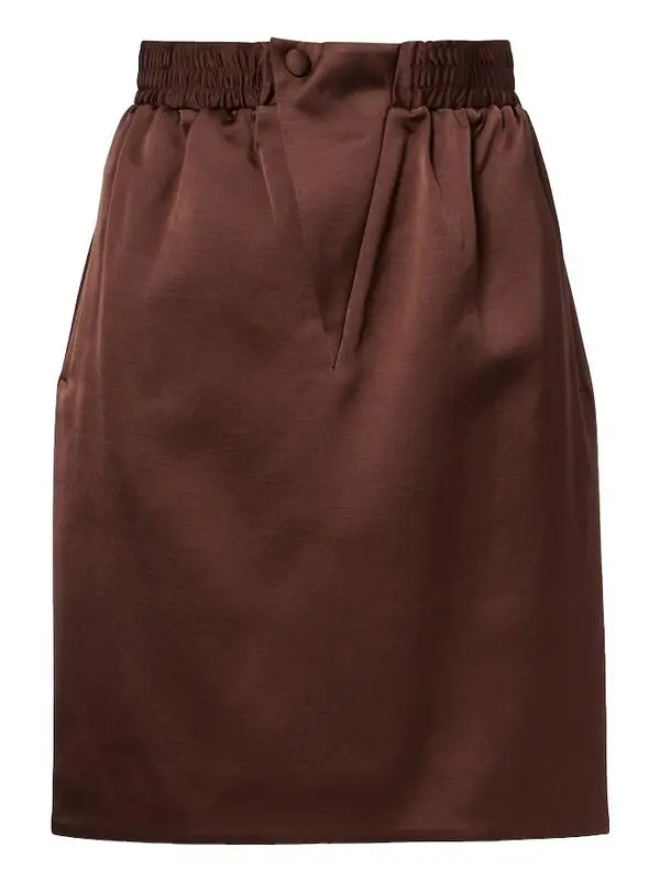 JACQUES WEI Satin Pencil Skirt - Brown