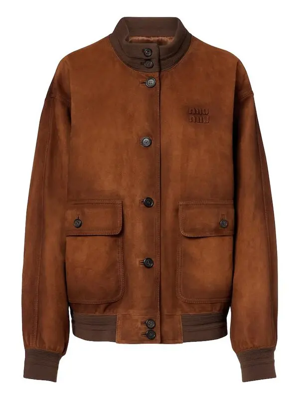Miu Miu Suede Bomber Jacket - Brown