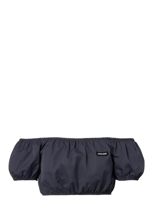 Miu Miu Off-shoulder Cotton Poplin Crop Top - Blue
