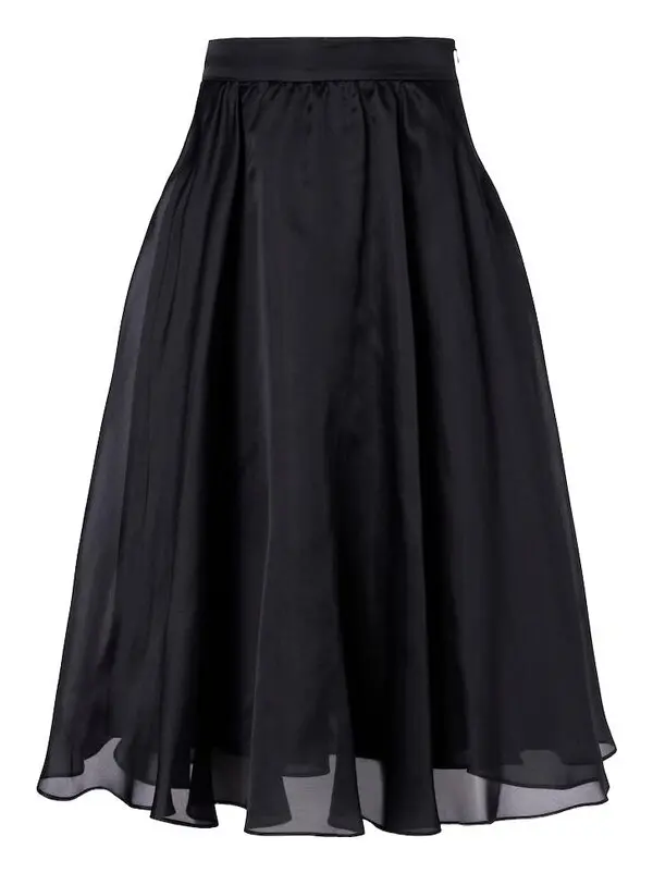 Max Mara Calle Silk Midi Skirt - Black