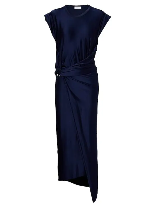 Rabanne Draped Midi Dress Deep Navy - Blue