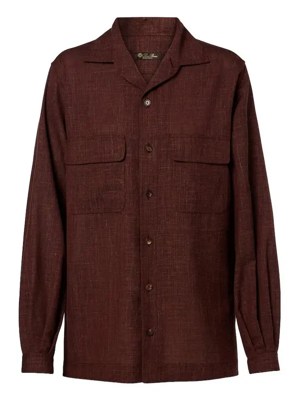 Loro Piana Ida Wool, Silk, And Linen Shirt - Burgundy