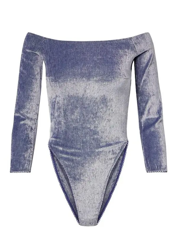 JACQUES WEI Off-shoulder Bodysuit - Blue