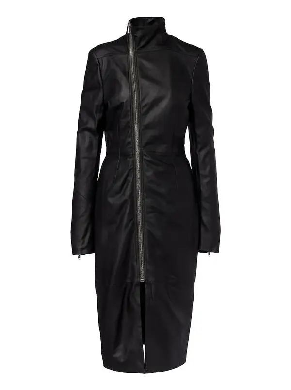 Rick Owens Gary Leather Coat - Black