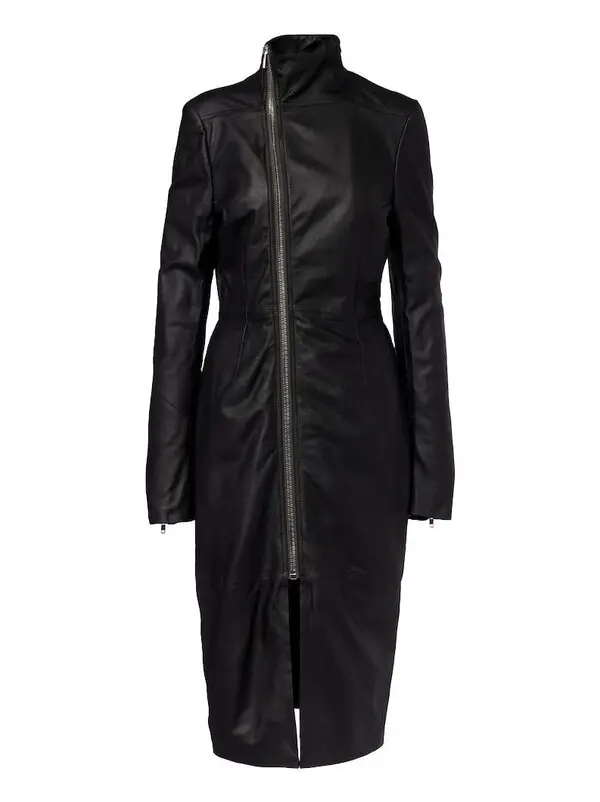 Rick Owens Gary Leather Coat - Black