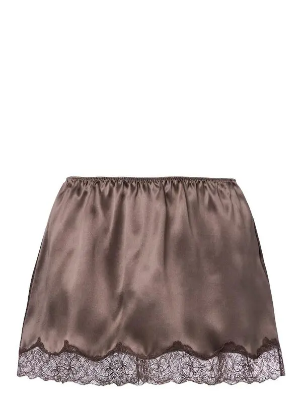 Magda Butrym Lace-trimmed Silk Satin Miniskirt - Brown