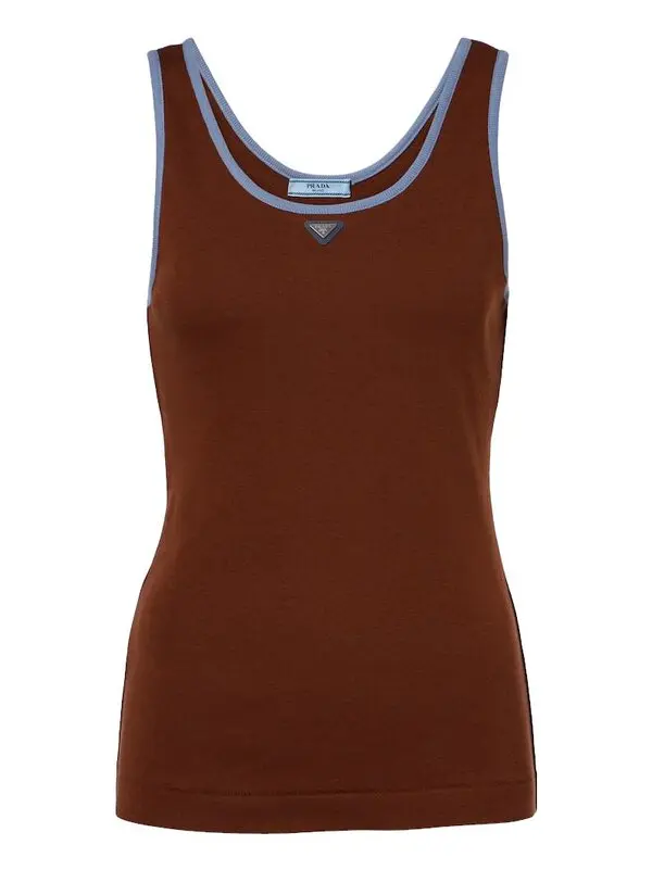 Prada Cotton Jersey Tank Top - Brown