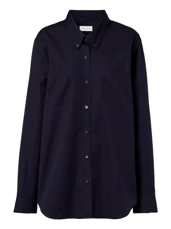 Dries Van Noten Oversized Cotton Poplin Shirt - Blue