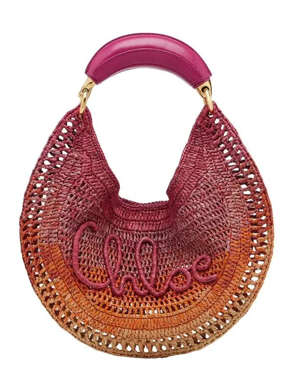 Chloé Summer Banana Medium Raffia Shoulder Bag - Orange