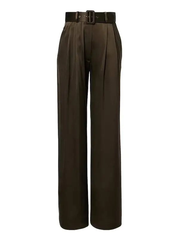 Zimmermann Belted Wide-leg Silk Pants - Green