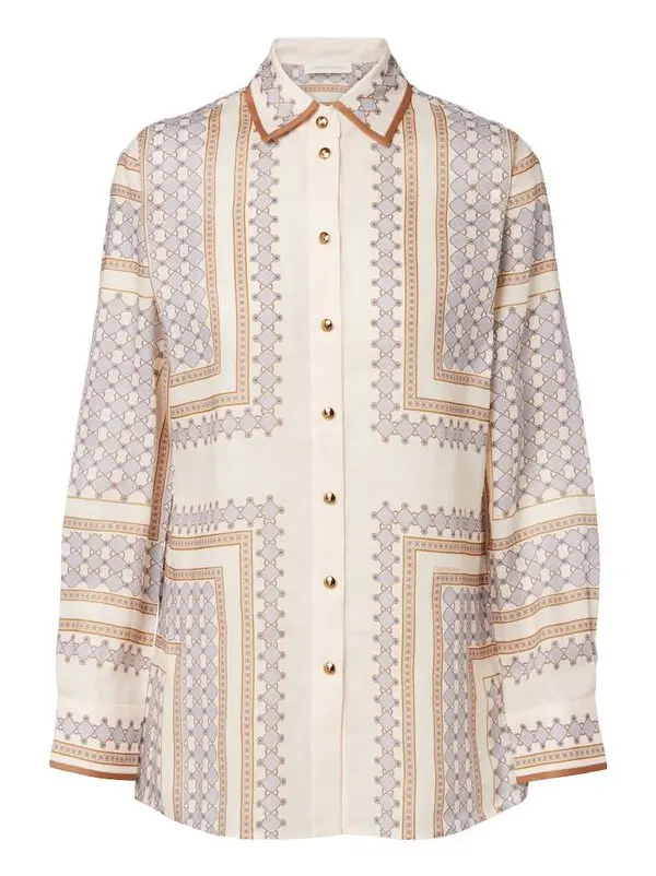 Zimmermann Printed Ramie Shirt - Beige