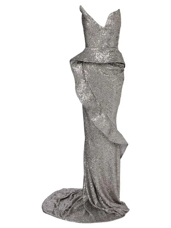 Maticevski Glorious Sequined Gown - Silver