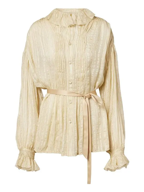 XU ZHI Pleated Silk-blend Blouse - Gold