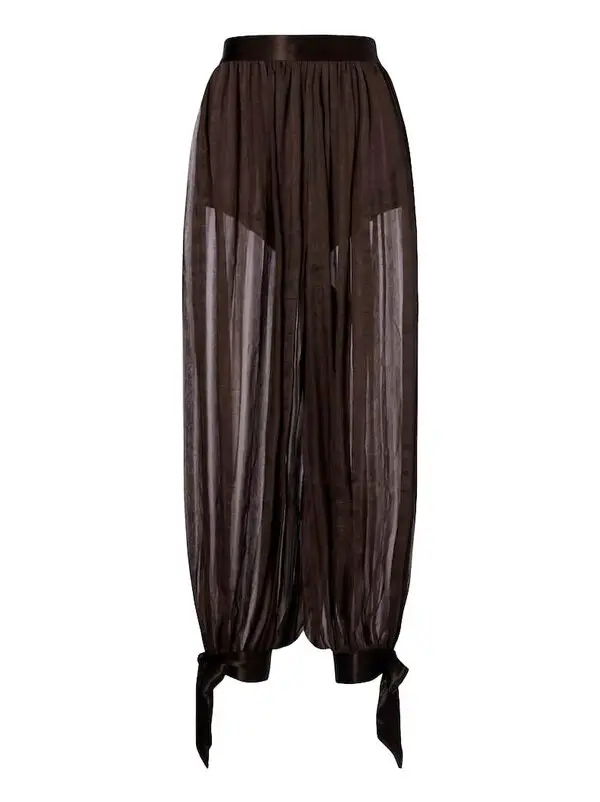 XU ZHI Striped Silk-blend Wide-leg Pants - Brown