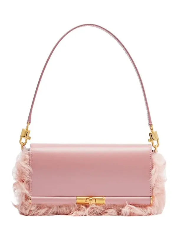 Dolce & Gabbana Marlene Small Shearling Shoulder Bag - Pink