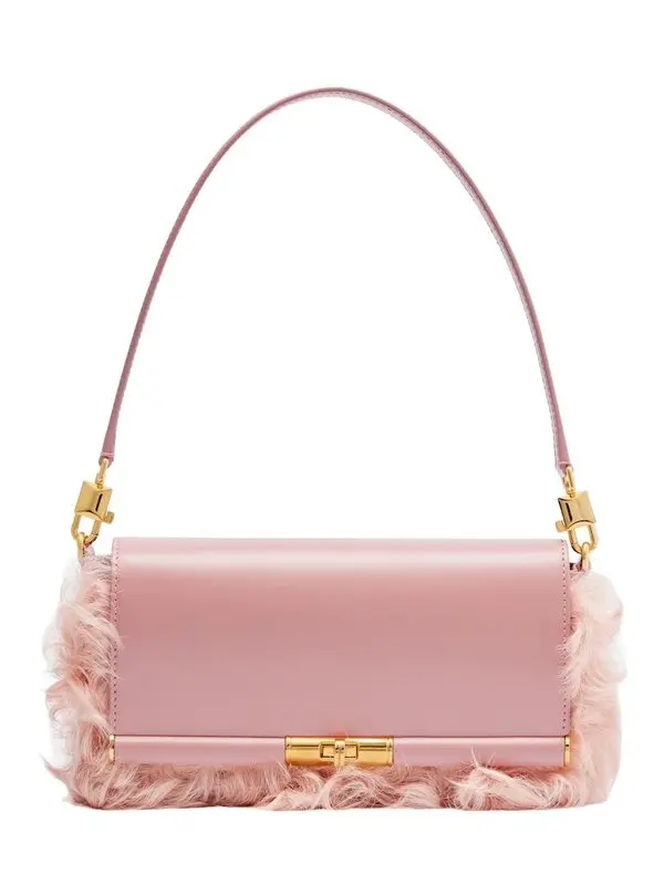 Dolce & Gabbana Marlene Small Shearling Shoulder Bag - Pink