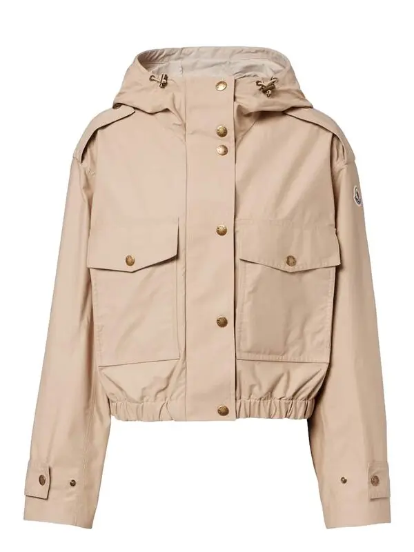 Moncler Carex Cropped Hooded Cotton-blend Poplin Jacket - Beige