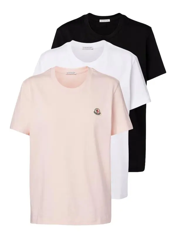 Moncler Set Of Three Cotton Jersey T-shirts - Multicoloured