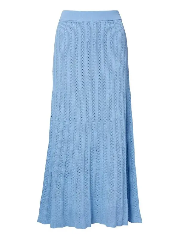Rebecca Vallance Natalie Pointelle Midi Skirt - Blue