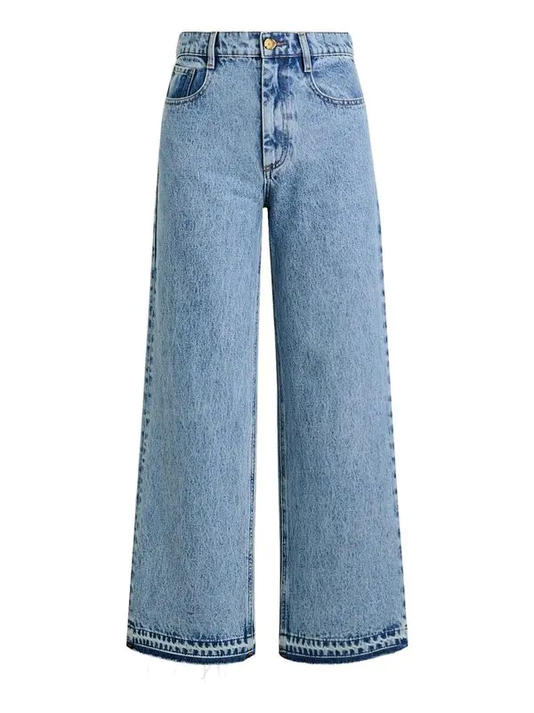 Scanlan Theodore Denim Cropped Frayed Hem Jean - Mid.indigo