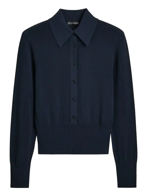 Scanlan Theodore Knitted Pleat Shirt - Navy