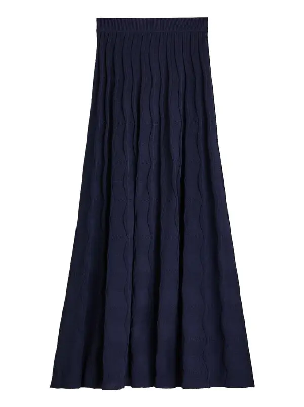 Scanlan Theodore Pleat Wave Stitch Skirt - Navy