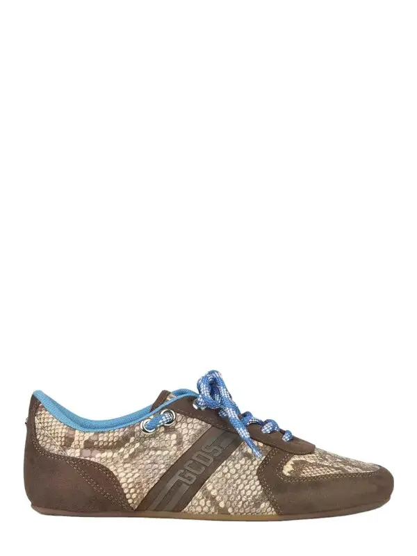 Gcds Snakeskin-print Sneakers - Brown