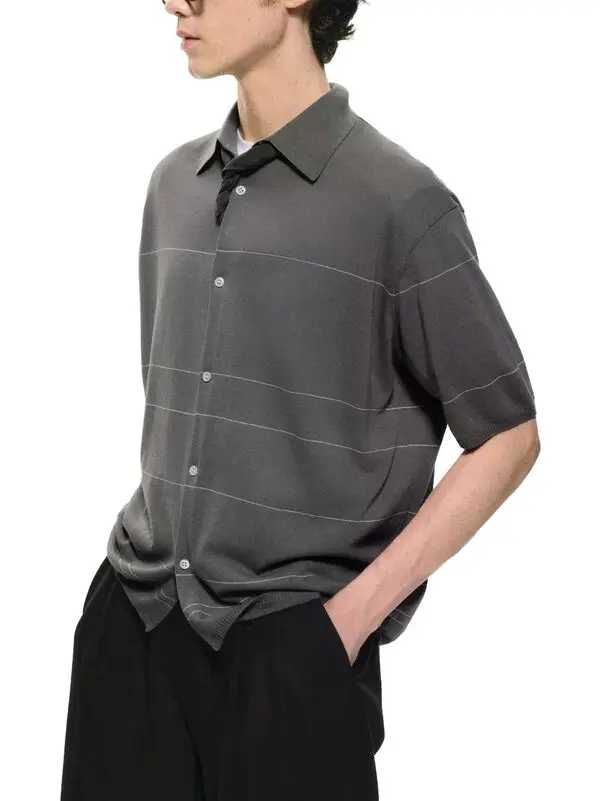 CROQUIS Collared Striped Shirt - Grey