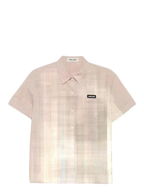 Miu Miu Logo-patch Checked Shirt - Neutrals