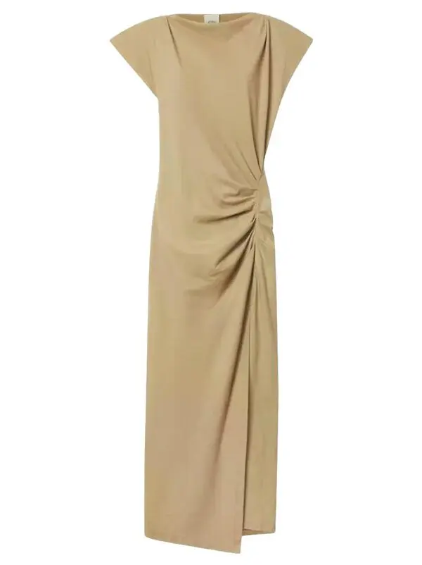 Isabel Marant Nadela Maxi Cotton Dress With Slit Detail - Neutrals