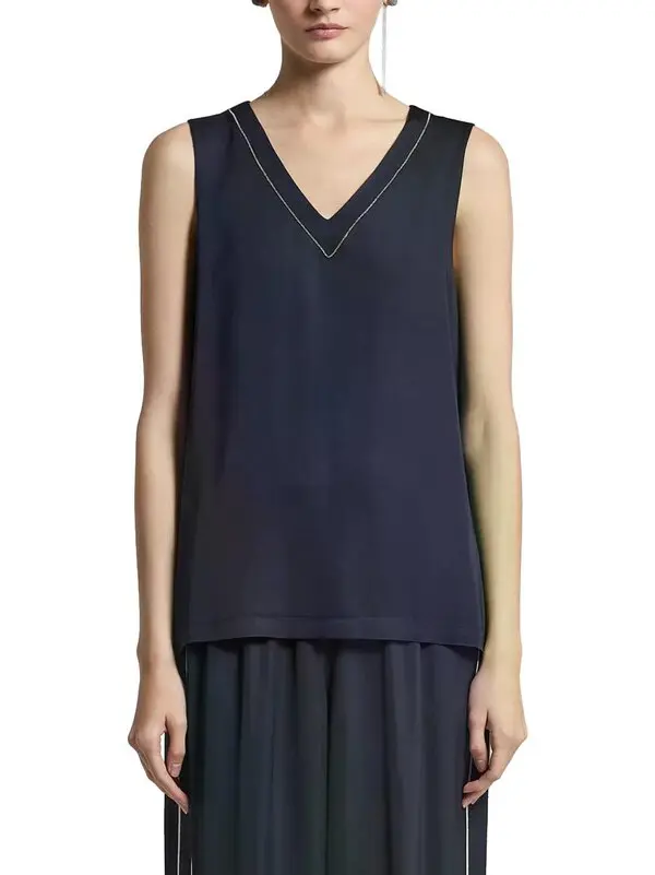 Peserico Aurea V-neck Sleeveless Top - Blue