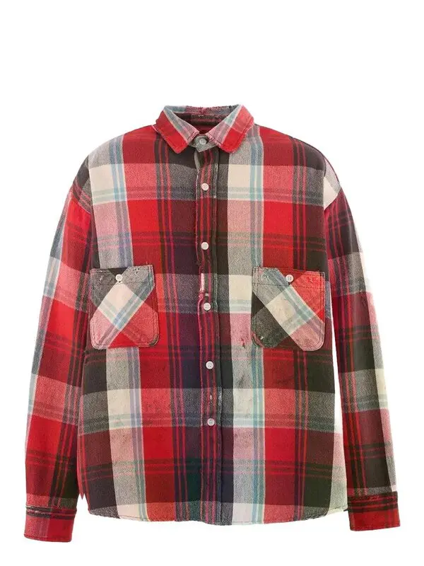 SAINT MXXXXXX Checked Pocket Shirt - Red