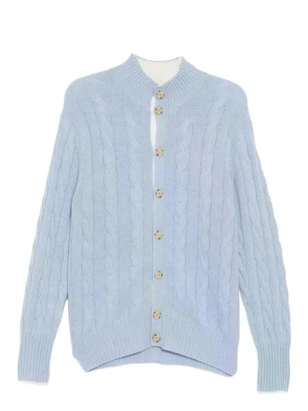 N.peal Jermyn Cable Cardigan - Blue