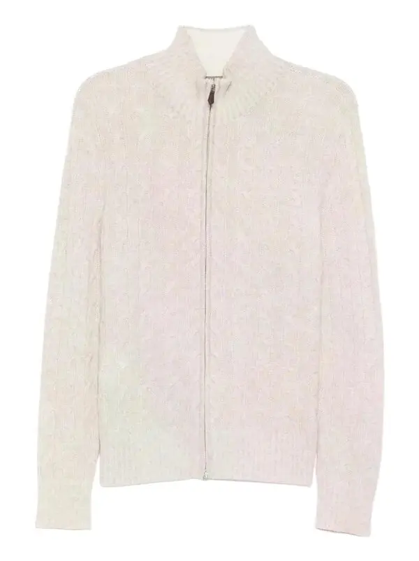 N.peal Cable Zip Cardigan - Neutrals