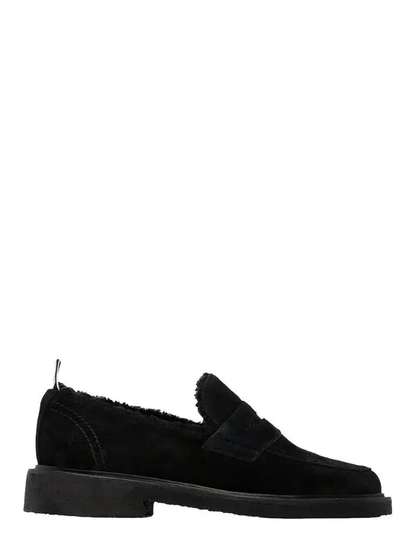 Thom Browne Shearling Penny Loafers - Black