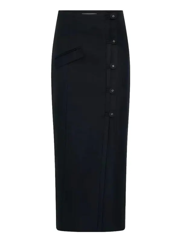 Anna Quan Button Pocket Midi Skirt - Black
